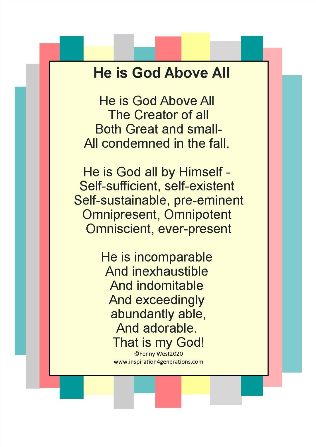 God Above All ( by Fenny West) | inspiration4generations
